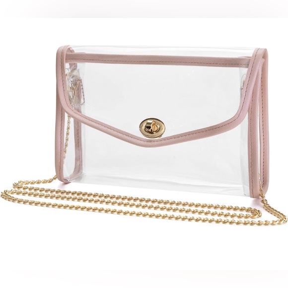 unbranded | Bags | Transparent Clutch Clear Pvc Purse Crossbody Gold ...